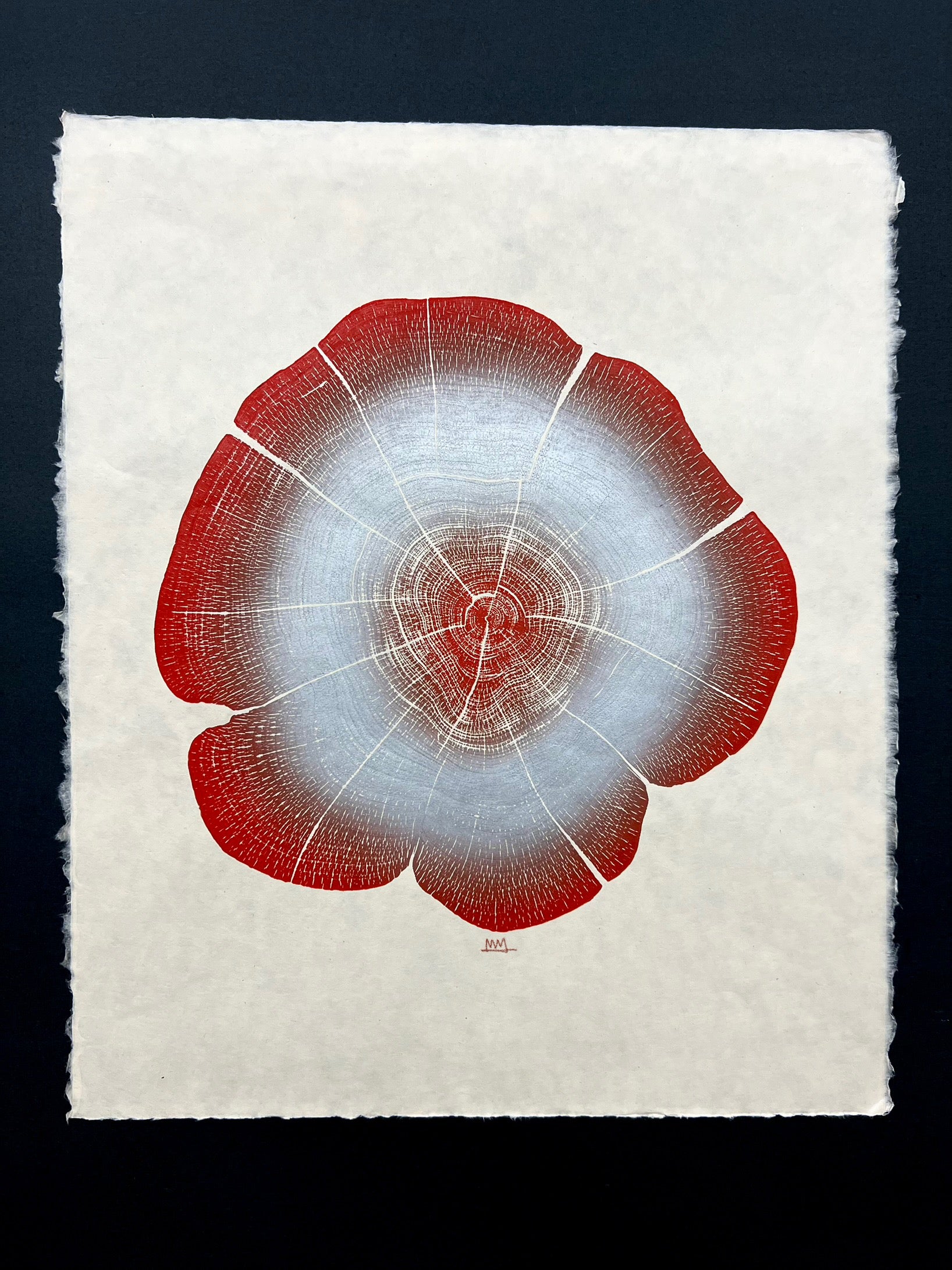 Eastern Red Cedar No. 44 red and silver tree print – Sap Woodworks